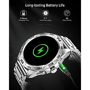 PODOEIL Men's Smart Watch for Android iOS Phones Text and Call, 1.32" Smartwatch Fitness Watch Tracker with Heart Rate Sleep Tracking Blood Pressure Monitor, Smart Watches for Men Women(Silver)