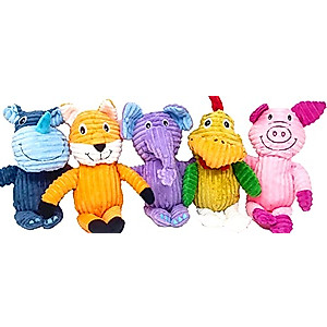 Jalousie 5 Pack Tough Plush Animal Dog Toys Assortment Value Bundle Dog Squeaky Toys Assortment Puppy Pet Mutt Dog Toy Dog Squeak Toy for Medium Large Dogs