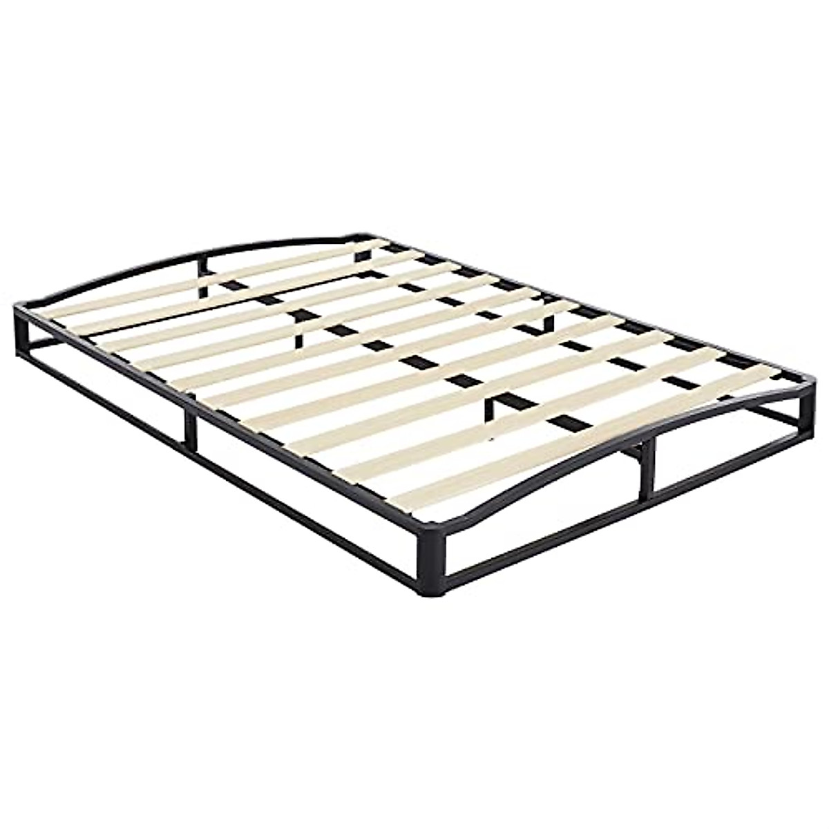 Amazon Basics Metal Platform Bed Frame with Wood Slat Support, 6 Inches High, Full, Black
