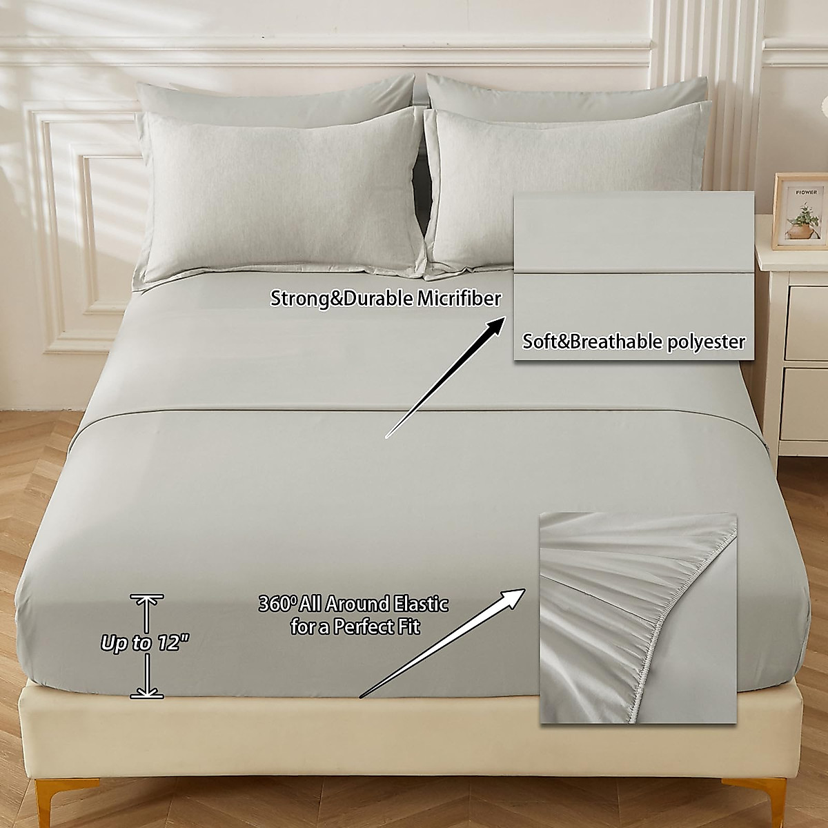 Taupe Comforter Set Queen,7 Pieces Bed in a Bag Taupe Cationic Dyeing Comforter Bedding Set Soft Microfiber Queen Size(1 Comforter,2 Pillowcases,1 Flat Sheet,1 Fitted Sheet,2 Pillow Shams)
