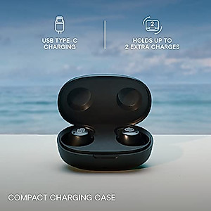 Urbanista Lisbon Wireless Earbuds, Bluetooth 5.2 Enhanced Small Headphones, Touch Controls, 27 Hr Playtime, USB C Fast Charging Case, IPX Sweatproof Headphones for Running, Sports, Midnight Black
