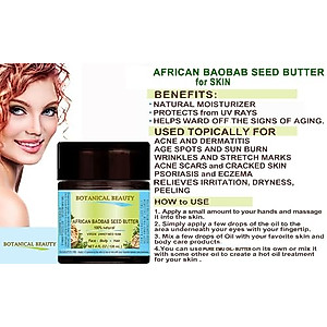 Botanical Beauty BAOBAB SEED OIL BUTTER 100% Natural RAW VIRGIN UNREFINED for Skin, Hair, Lip and Nail Care. 8 Fl. oz. - 240 ml. Rich in Vitamin E