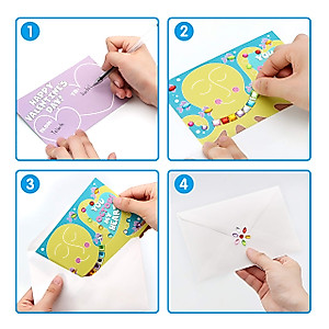 JOYIN 28 Packs Valentine Cards with Mosaic Crystal Gem Sticker Art Kits for Kids Valentine's Day DIY Craft Jewels Valentines Day Classroom Exchange Prizes and Gifts, Valentine’s Greeting Cards