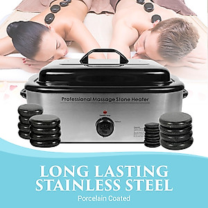 NRG Professional Hot Stone Warmer for Massage Therapy, 18 Quart - Hot Stone Heater Hot Stones Warmer Massage Stone Heater Massage Stone Warmer Massage Accessories - Adjustable Temperature Control