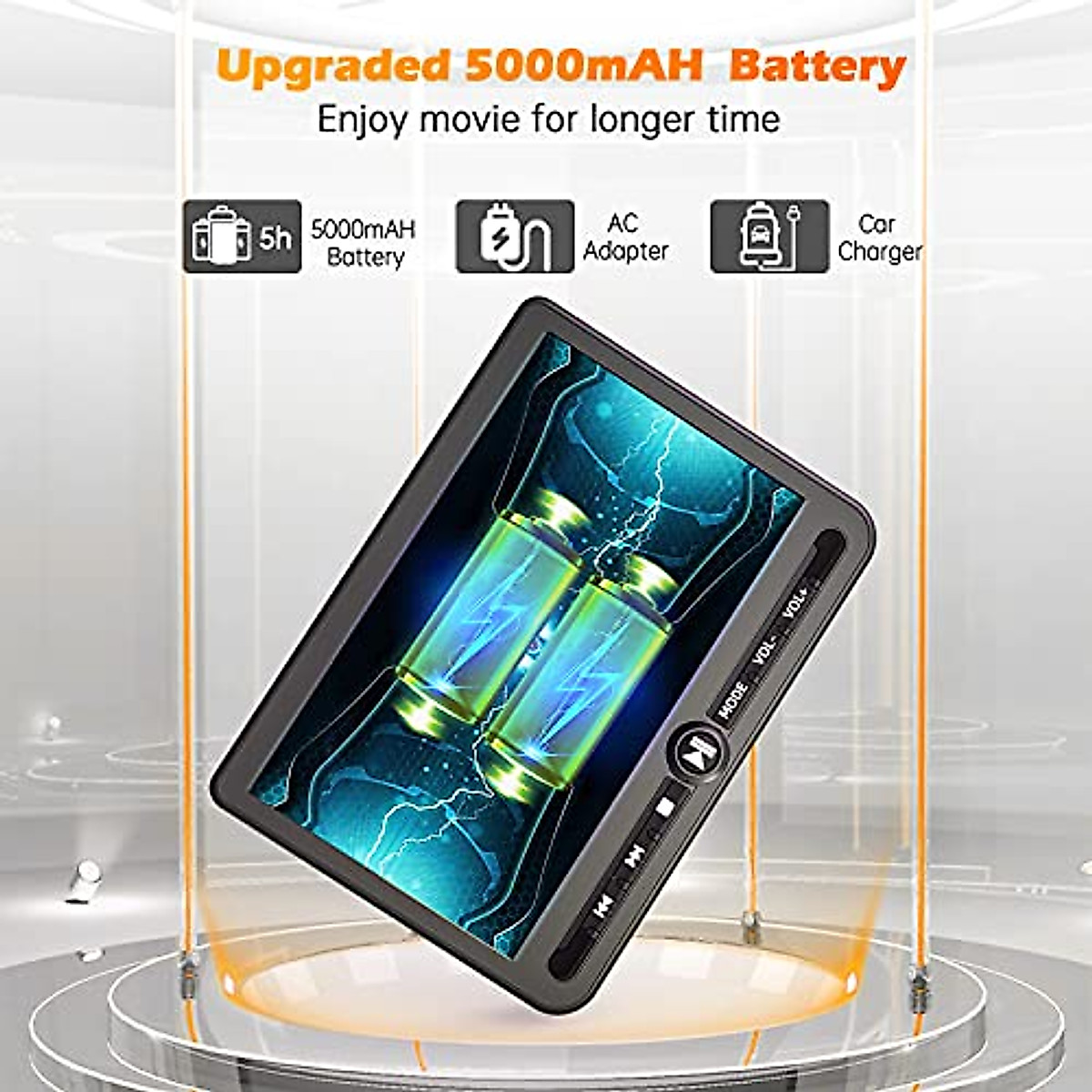 10.5" Dual Screen Portable DVD Player for Car, Arafuna 5-Hour Rechargeable Car DVD Player with Full HD Digital Signal Transmission, Headrest DVD Player Support USB/SD, Regions Free(1 Player+1 Monitor)