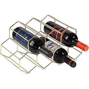 Tapbull Gold Metal Wine Rack Freestanding, Tabletop Wine Rack Holder, Countertop Wine Bottle Holder (Gold)