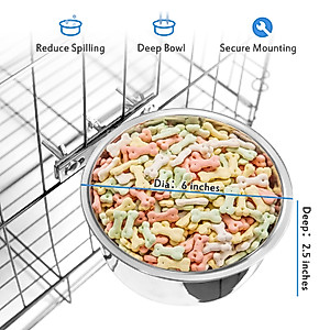 Water Bowl Food Bowl for Kennel Cage Crates, 2 Packs Stainless Steel Bowl Quick Lock Bowls for Dog Cat Bird Guinea Pig Rabbit Chicken Coop - 4 Cups / 1 Quart