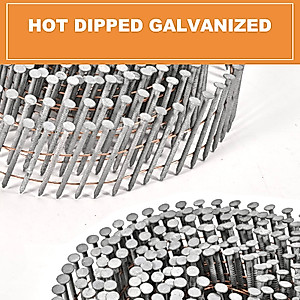 BHTOP 3600 Count Siding Nails, 15-Degree 1-3/4 Inch *.092 Wire Collated Coil Ring Shank Nails, Full Round Head Hot-Dipped Galvanized Siding Nailer Attachment Replacement Parts