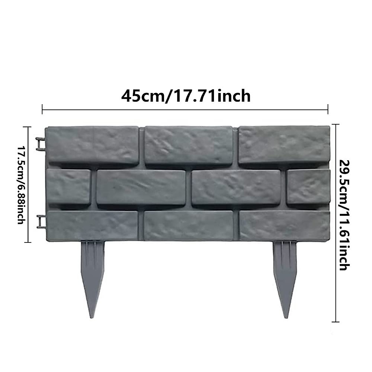 4 Pcs Garden Border Edgings Grey Stone Brick Effect Lawn Edging Plastic Plant Fence for Flower Bed Grass Bordering Garden Decorations Outdoor Wall Art