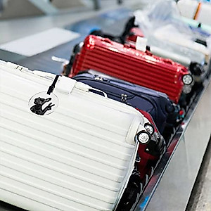 TKS MITLAN 1 Pcs Luggage Tag French Bulldog Privacy Cover ID Label Address Card for Travel Bag Suitcase Cool Trendy Posing with Sunglasses Victory Fingers Leather Luggage Tag Travel(Round)