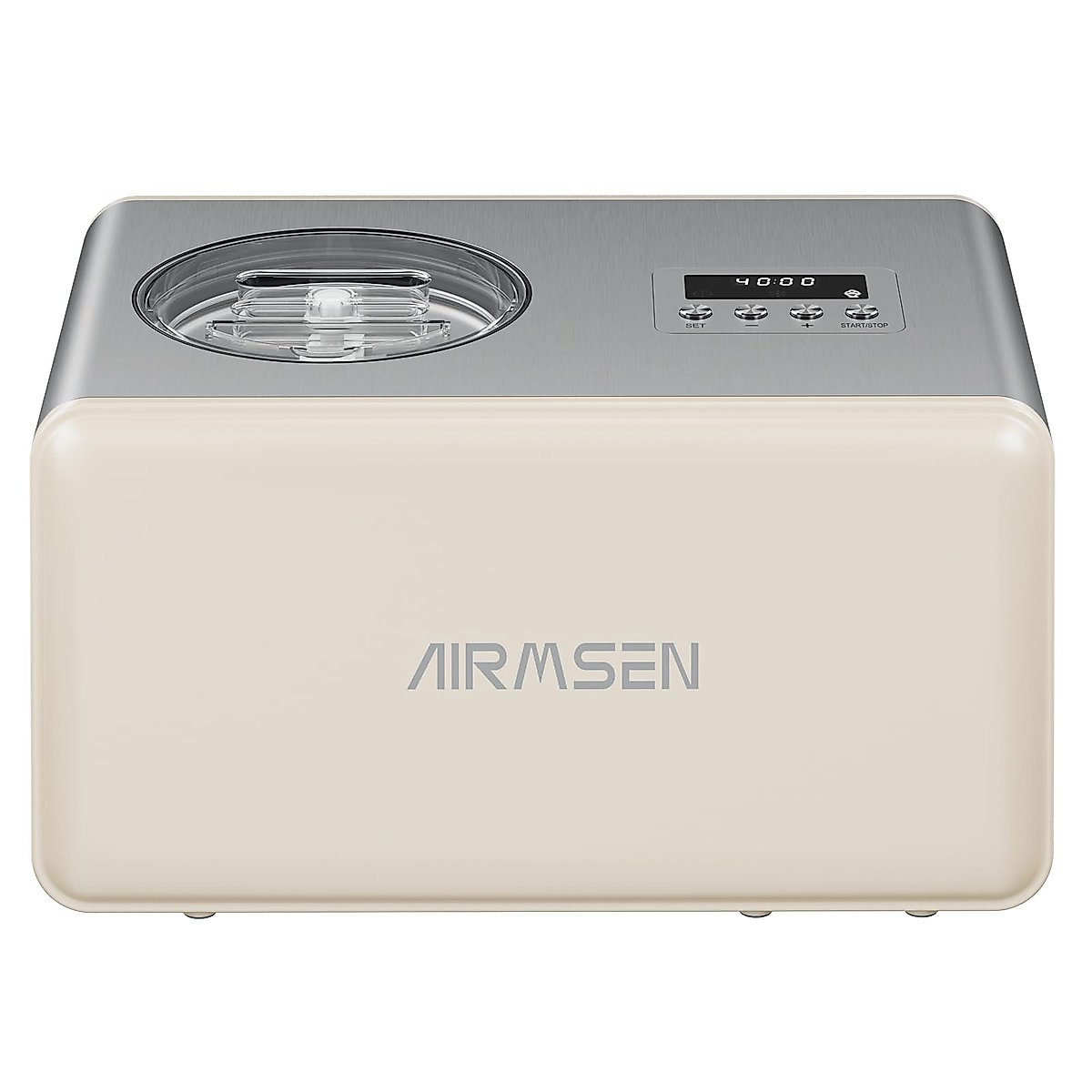 AIRMSEN 2.1-Quart Ice Cream Maker Machine with Built-in Compressor, No Pre-Freezing Required, Fully Automatic Frozen Treats Maker with LED Display & Timer, 72-Minute Cooling Function, Stainless Steel