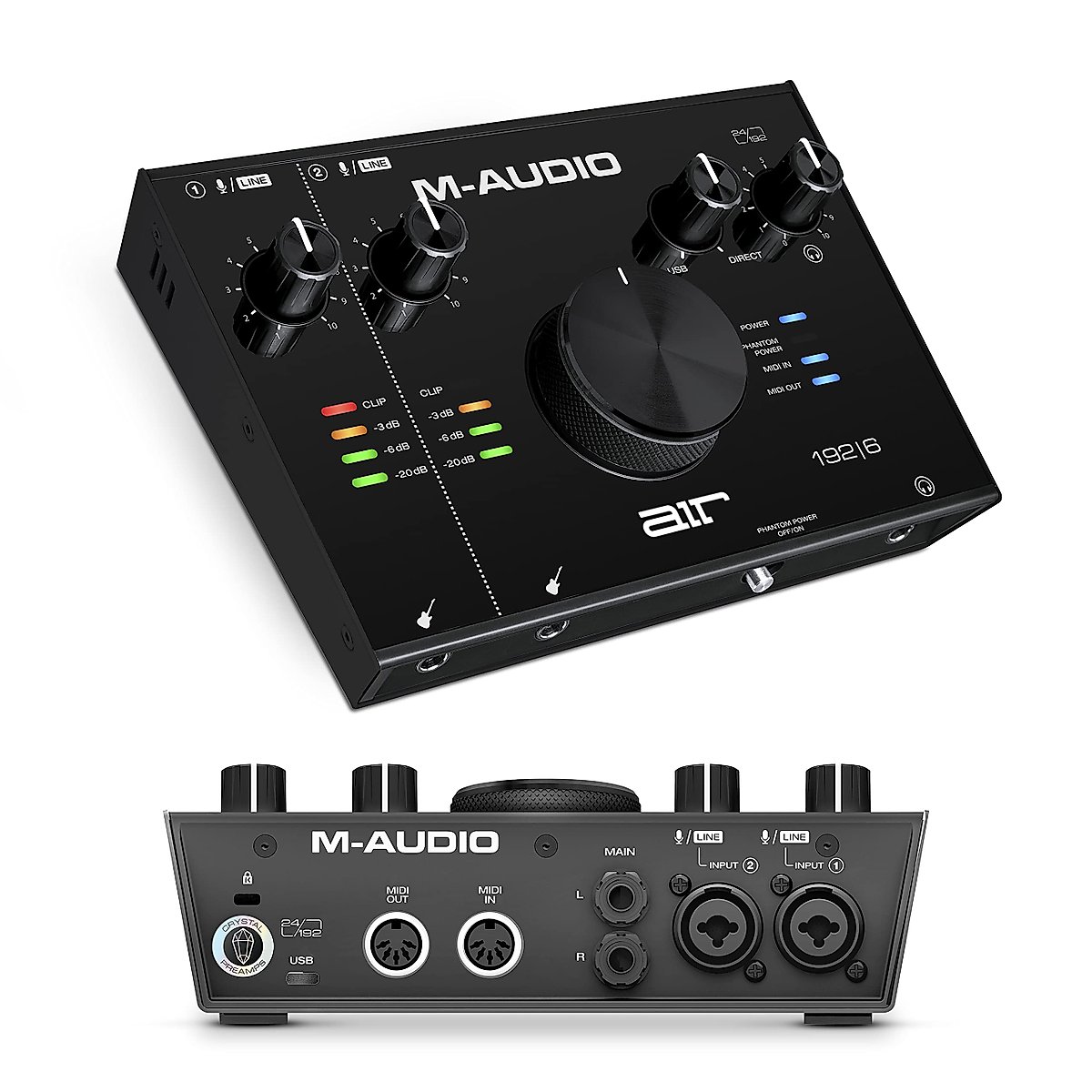 M-Audio AIR 192x6 USB C MIDI Audio Interface for Recording, Podcasting, Streaming, Studio Quality Sound, 2 XLR in and Music Production Software (Renewed)