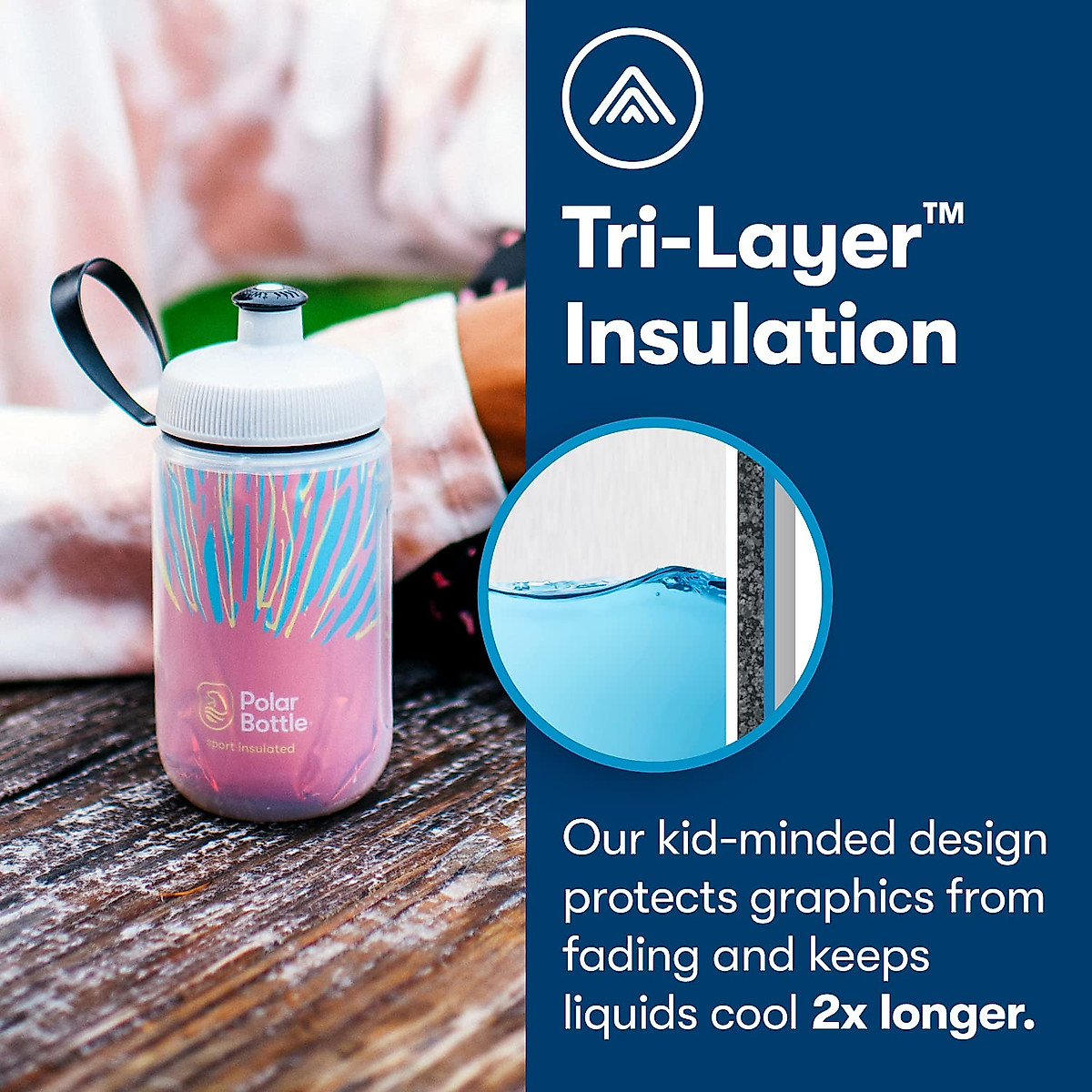 Polar Bottle Kids Insulated Water Bottle – 12oz Daybreak - Plum Purple - BPA Free Sport & Bike Water Bottle, Easy Squeeze Bottle Features for Kids