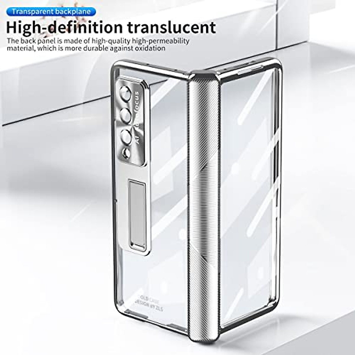 EAXER for Samsung Galaxy Z Fold 3 Case, Full Coverage Protection Plating Hinge Stand with S-Pen Anti-Drop Case Cover (Silver)