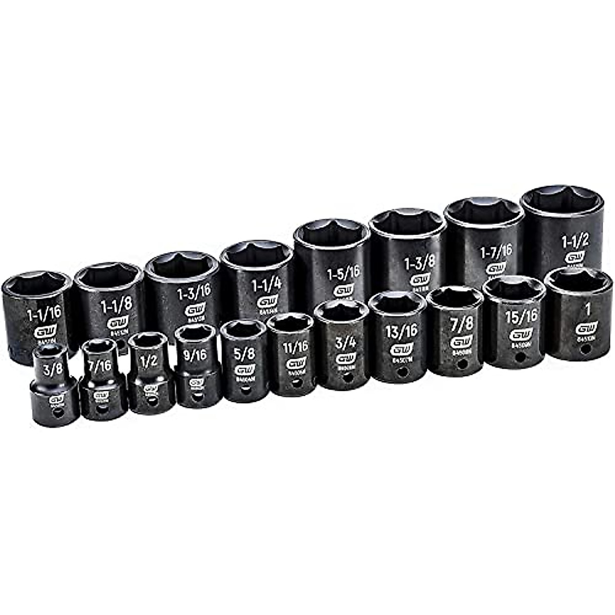 GEARWRENCH 19 Pc. 1/2" Drive 6 Pt. Standard Impact Socket Set, SAE - 84932N