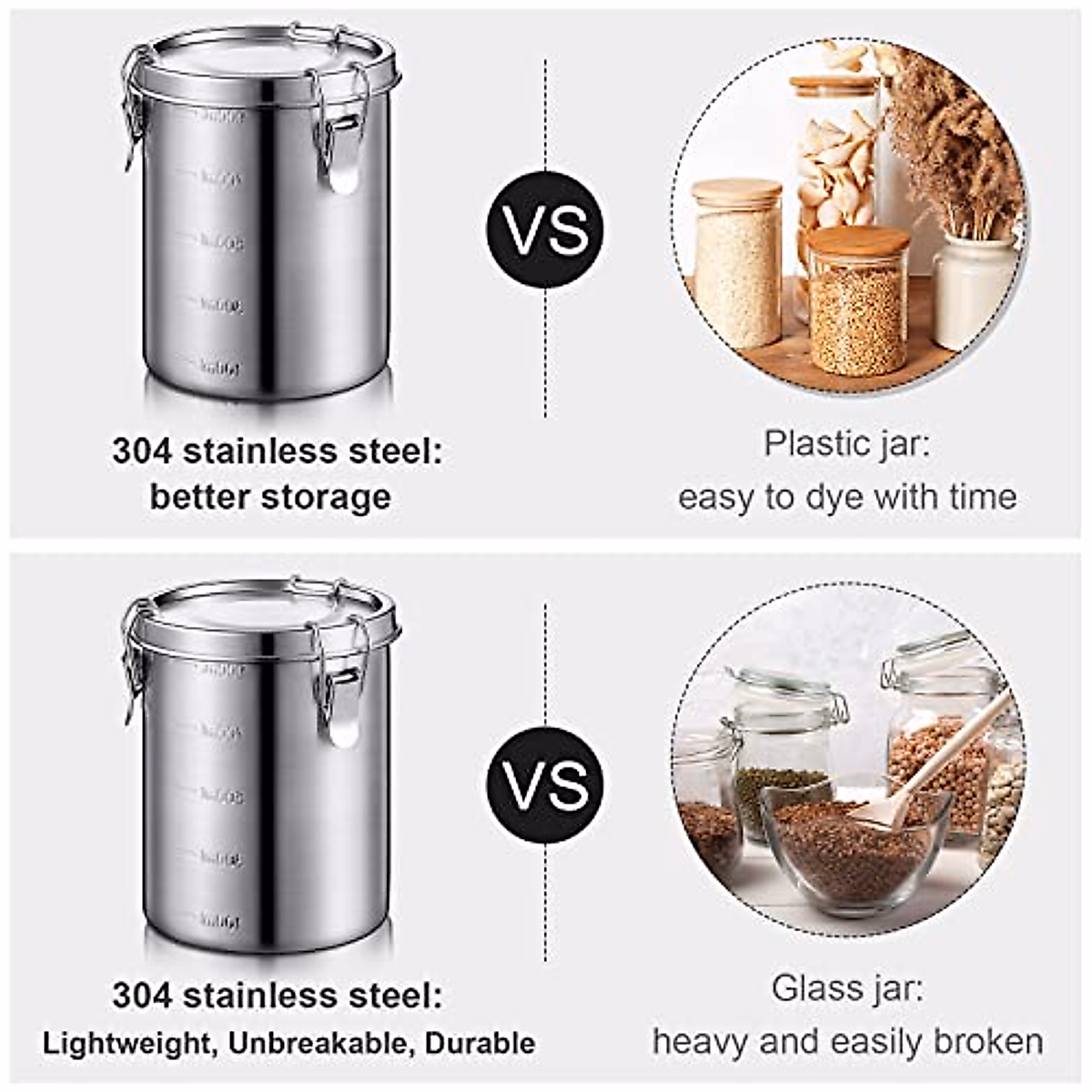 Zopeal 6 Pack 34 Oz Stainless Steel Canisters Set Stainless Steel Airtight Food Storage Containers Metal Containers with Lids Sealed for Tea Coffee Sugar Flour Baking Pantry Kitchen Counter (34 oz)