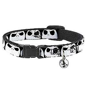 Cat Collar Breakaway Nightmare Before Christmas 7 Jack Expressions Black White 8 to 12 Inches 0.5 Inch Wide