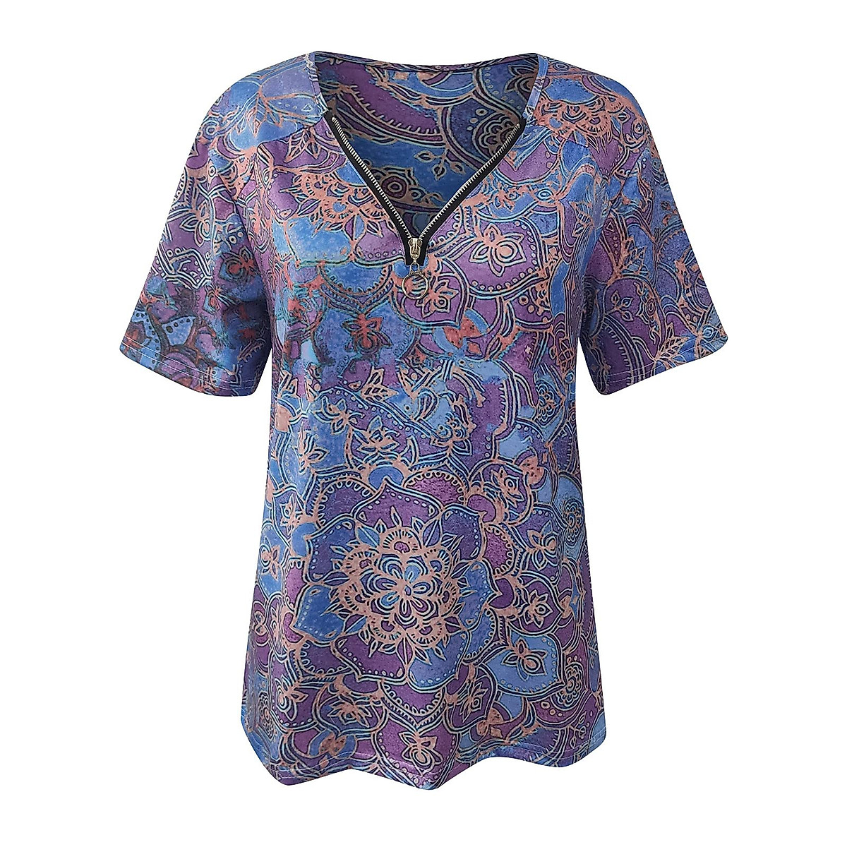 KHIIen Women Causal 1/4 Zip Pullover Short Sleeve Collar Sweatshirts Printing Activewear Lightweight Running Jacket