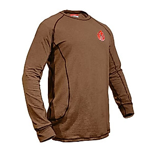 Knox FR Shirts for Men | Double Stitched Long Sleeve Crew Flame Resistant Shirt | NFPA2112 Light Weight Fire Retardant Welding Shirt (Tan - Medium)