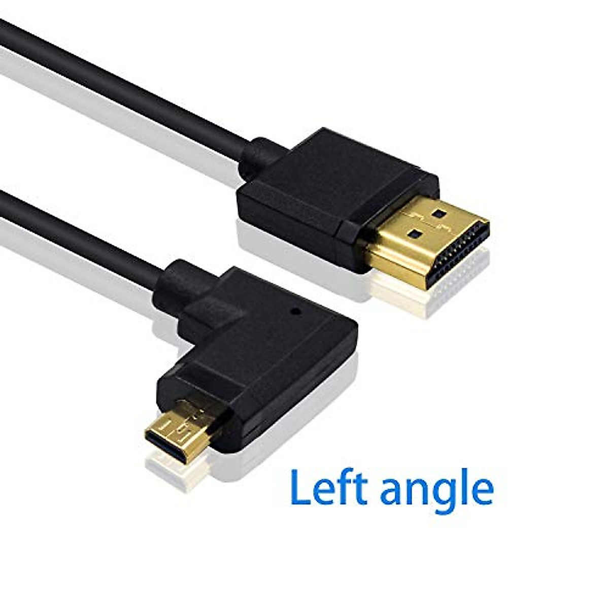 Duttek Micro HDMI to Standard HDMI Cable, Micro HDMI to HDMI Coiled Cable, Extreme Slim Left Angled Micro HDMI Male to HDMI Male Coiled Cable for 1080P, 4K, Ultra HD, 3D (1.2M/4FT)
