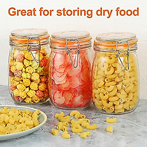 DANALLAN Wide Mouth Mason Jars, 4Pcs 32 oz Glass Jars with Airtight Lid Large Mason Canning Jars Clear Storage Canister Jars with Measurement Marks for Canning Flour Jam Jelly Coffee Sugar Beans