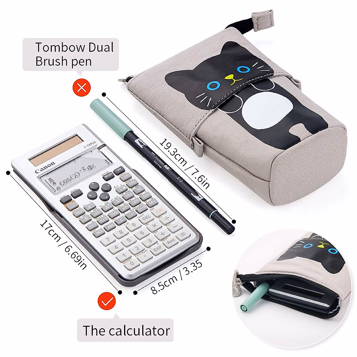 EASTHILL Big Capacity Pencil Pen Case Pouch Box Organizer Large Storage for Bullet Journal (Gray)