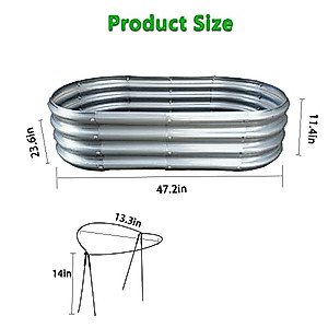 AONNTOO Galvanized Raised Garden Bed, Planters for Outdoor Plants, Oval Planters Tank with Metal Plant Support for Vegetables Flowers Fruits Herbs