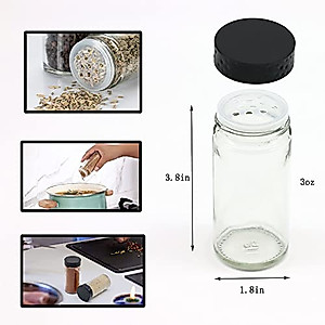 Tianifa 2 Pcs Black Spice Jars, 3 oz Glass Seasoning Bottles, Spices Container, Empty Spice Jars, Round Spice Bottles with Airtight Plastic Caps with Shaker Lids (2, clear)