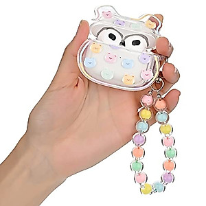 Cute AirPod 3 Cases Funny 3D Bear Design with Coloful Round Bead Bracelet Clear Soft Protective Cover Compatible with AirPods 3rd Generation Case for Girls and Womens