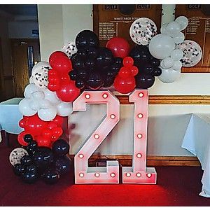 Red and Black Latex Balloons, 50 Pack 12 inch Black White Red Confetti Party Balloons with Ribbons for Birthday Graduation Wedding Bridal Shower Party Decoration