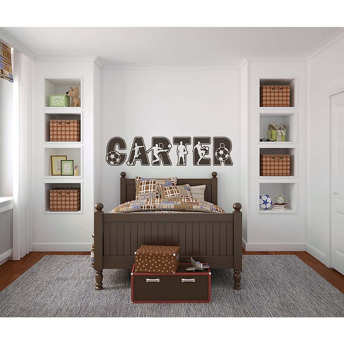 Soccer Custom Name Vinyl Wall Decal Sticker Art for Boys Rooms, Ball Player Theme Letters Bedroom Decor for Kids