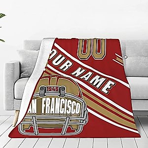 Yieking Custom Gifts for Men Football City Blanket for Bed Add Name and Number Throw Blankets, 40" x 50", 50" x 60", 60" x 80"