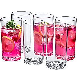 Amazing Abby - Liberty - 16-Ounce Plastic Tumblers (Set of 6), Plastic Drinking Glasses, All-Clear Reusable Plastic Cups, BPA-Free, Shatter-Proof, Dishwasher-Safe