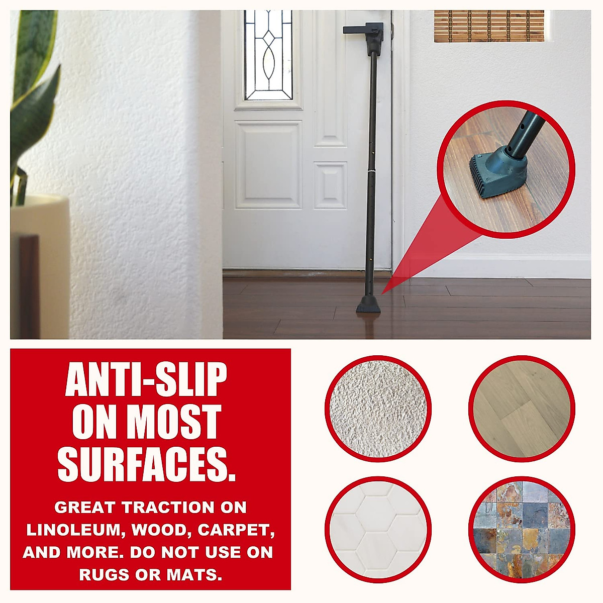 SECURITYMAN 2-in-1 Door Security Bar & Sliding Door Security Bar - Door Jammer Constructed of High Grade Iron - Black Door Stoppers Security Bar