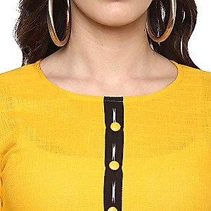 Yash Gallery Women's Cotton Printed Anarkali Kurta (Yellow)