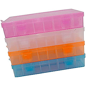 4 Pcs 10 Grids 5 Inch x 2.5 Inch Adjustable Small Removable Clear Plastic Jewelry Organizer Divider Storage Box Jewelry Earring Tool Containers (4pack(10-Grid))