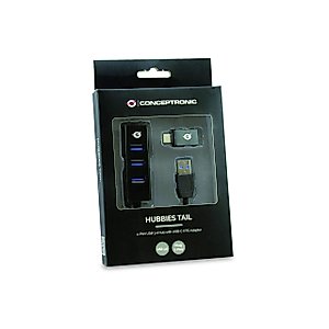 Conceptronic HUBBIES04B 4-Port USB 3.0 Hub and OTG Adapter for USB-C