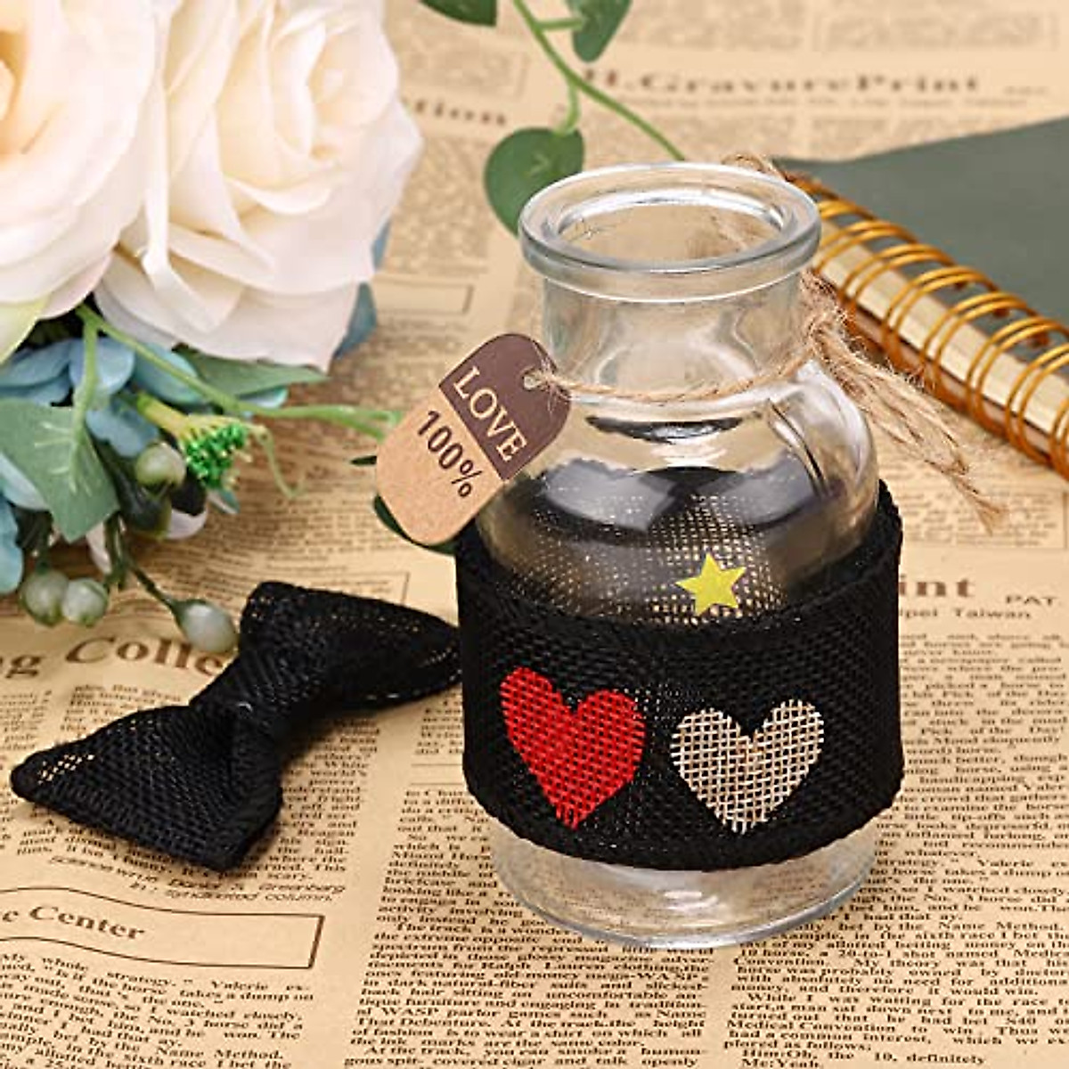 MOLSHINE 1-1/2 Inch x 10yard/roll Wired Burlap Ribbon Perfect for Wedding Home Decoration Gift Wrap Bows Handmade Art Crafts (Black)