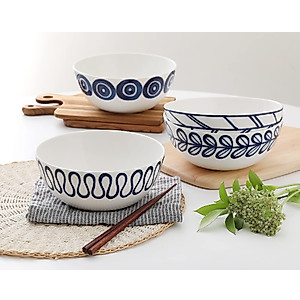ZEN Scandi Porcelain Noodle Salad Bowls 40oz Set of 4