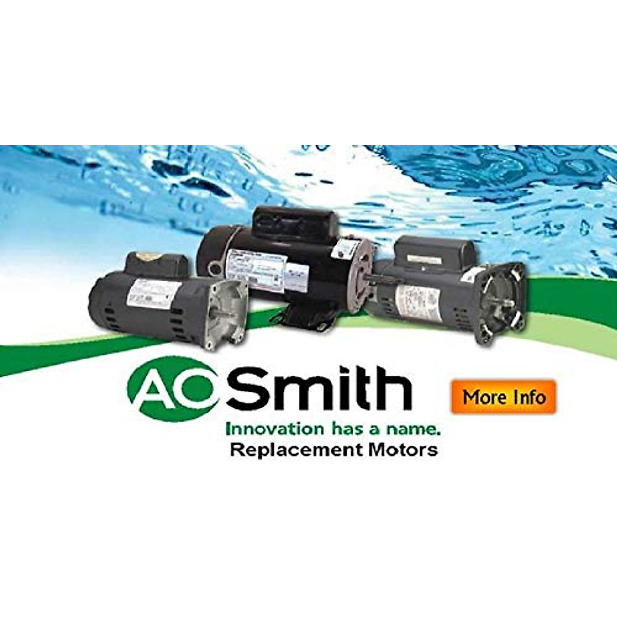 A.O. Smith B2852 3/4 HP, 3450 RPM, 1 Speed, 230/115 Volts, 5.4/10.8 Amps, 1.25 Service Factor, 56Y Frame, PSC, ODP Enclosure Square Flange Pool Motor