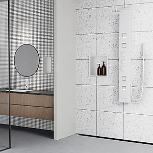 Achelous Stainless Steel Insert Shower Niche 12" X 6" NO Tile Needed, Bathroom Wall Niche Recessed Shower Shelf Organizer, Wall-inserted Niche Recessed Shower Caddy, Matte White