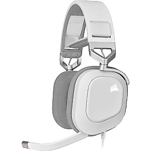 Corsair HS80 RGB USB Premium Gaming Headset with Dolby Audio 7.1 Surround Sound (Broadcast-Grade Omni-Directional Microphone, Memory Foam Earpads, High-Fidelity Sound, Durable Construction) White