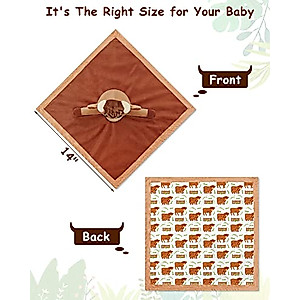 Brown Highland Cow Lovey Baby Boy Blanket Animal Security Blanket Neutral Baby Snuggly Scotland Herd Animal Face Soft Bedding Plush Kids Grandchild's Lovey Nursery Décor Gift Ideas for Son