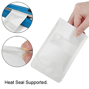 Blisstime 50 Pieces Resealable Bags for Small Business, White Kraft Zip Lock Stand Up Pouches with Matte Window Reusable Heat Sealable Bags for Packaging (7.9 X 11.8 Inches)