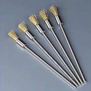 10 Pieces Extended Stainless Copper Wire Cleaning End Brushes Pen Wire Brush Rust Paint Removal Bits Polishing Rotary Tools Accessories 3 mm Mandrel (6 mm end Brush)