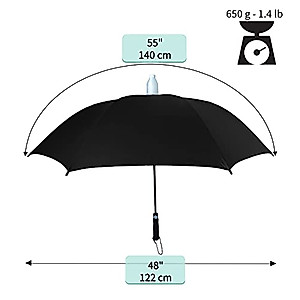 Innovate Golf Umbrella – Telescopic Cover Attachment – Fibreglass Frame – Automatic Open Button – Windproof – UV Protection with Blackout Shade – Large Canopy – Non-Drip – Quick Drying (Midnight Black)