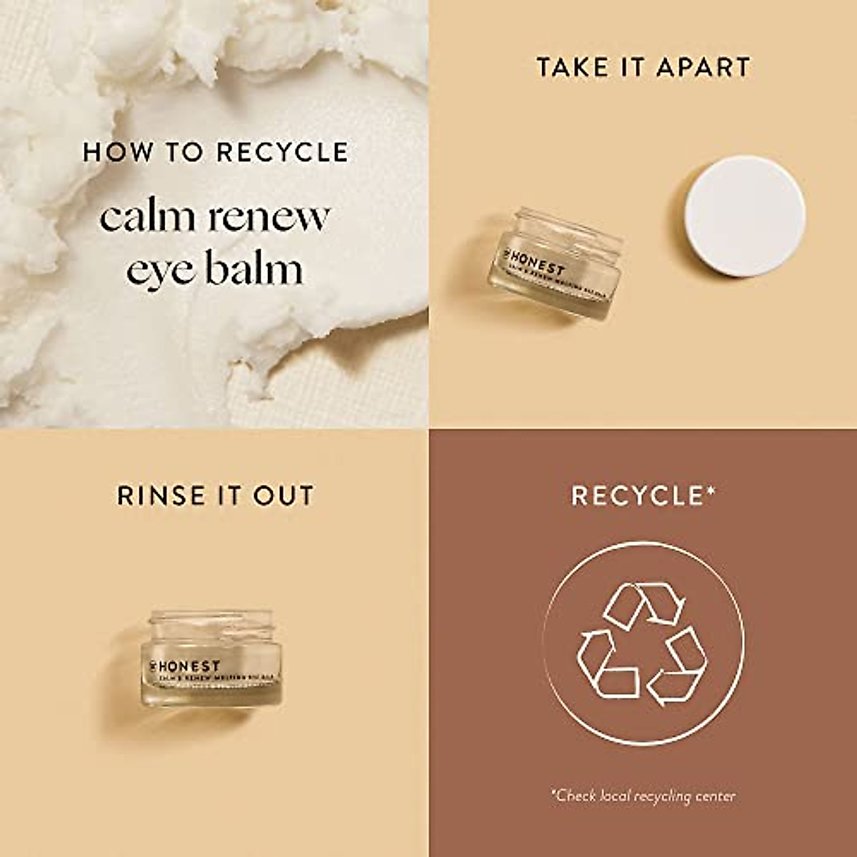 Honest Beauty Calm & Renew Melting Eye Balm with Shea Butter + Argan Oil + Aloe | For Sensitive Skin | Dermatologist + Ophthalmologist Tested | EWG Certified | Vegan + Cruelty Free | 0.5 oz