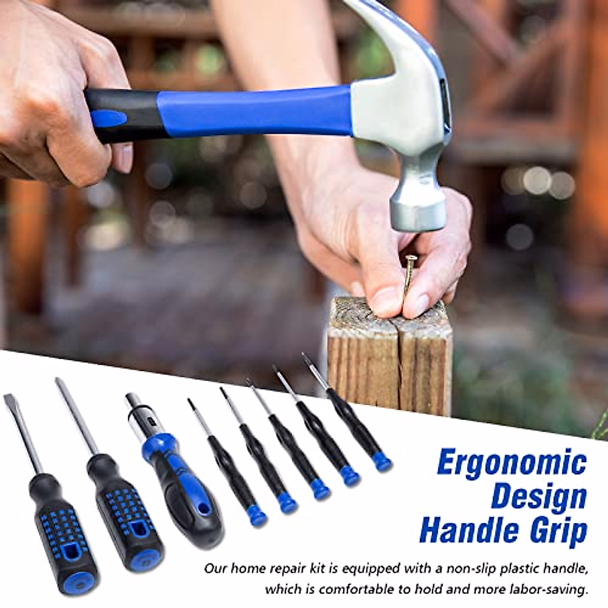 Home/Auto Repair Tool Kit, PTSTEL 179 Piece General Household Hand Tool Set For Apartment, Garage, Dorm and Office Use With Solid Carrying Tool Box