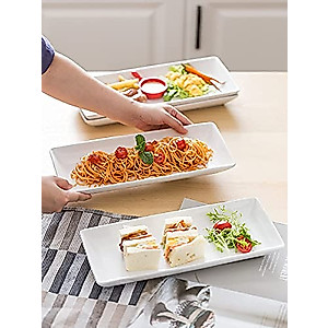 Serving Tray with Handle Exrta Large Porcelain Serving Platter Perfet for Display 16-Inch White