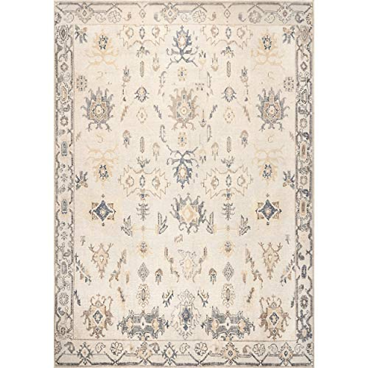 nuLOOM August Machine Washable Tribal Area Rug, 4' x 6', Light Grey